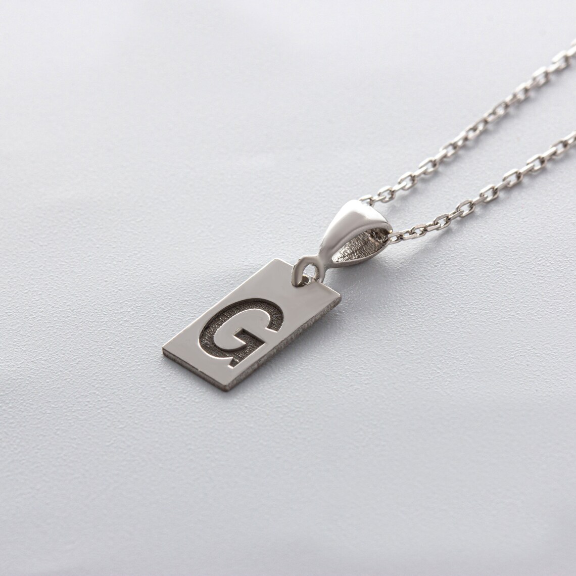 Dainty Engraved Tag Necklace Custom Initial Tag Necklace Personalized ...