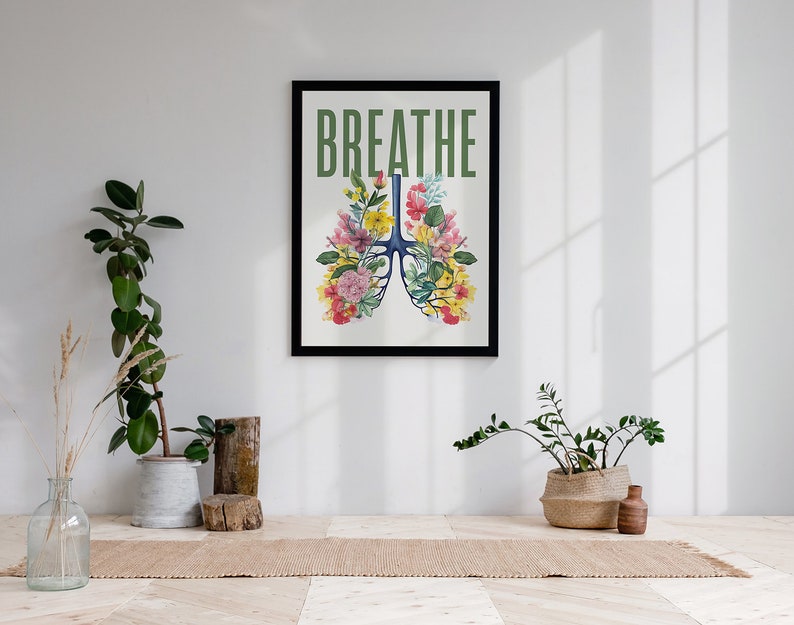 BREATHE Spiritual Inspirational Breathing Poster Yoga Pilates Zen ...