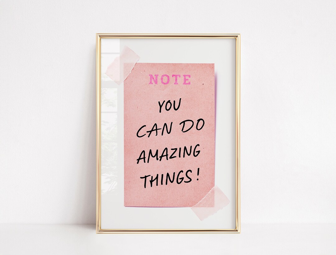 NOTE Poster Memo Wall Art POSTER Typography Quote Pink Prints, Trendy ...
