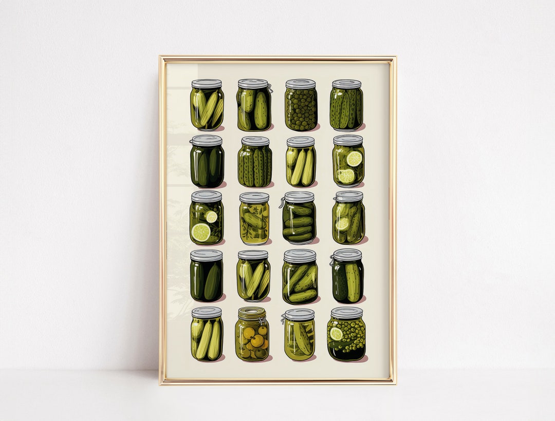 PICKLE JARS | Fun Retro Vintage Food Home Poster | Wall Art Living ...