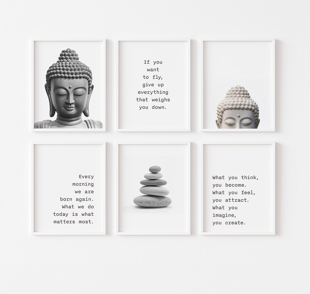 Set of 6 BUDDHISM Wall Art Boho Posters Buddha Statue Printable ...