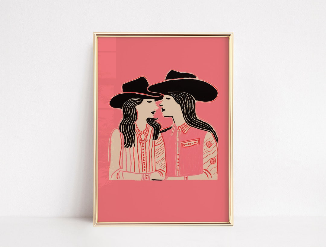 Modern Pink Cowgirl Western Lesbian Wall Art | Sapphic Wlw Poster ...