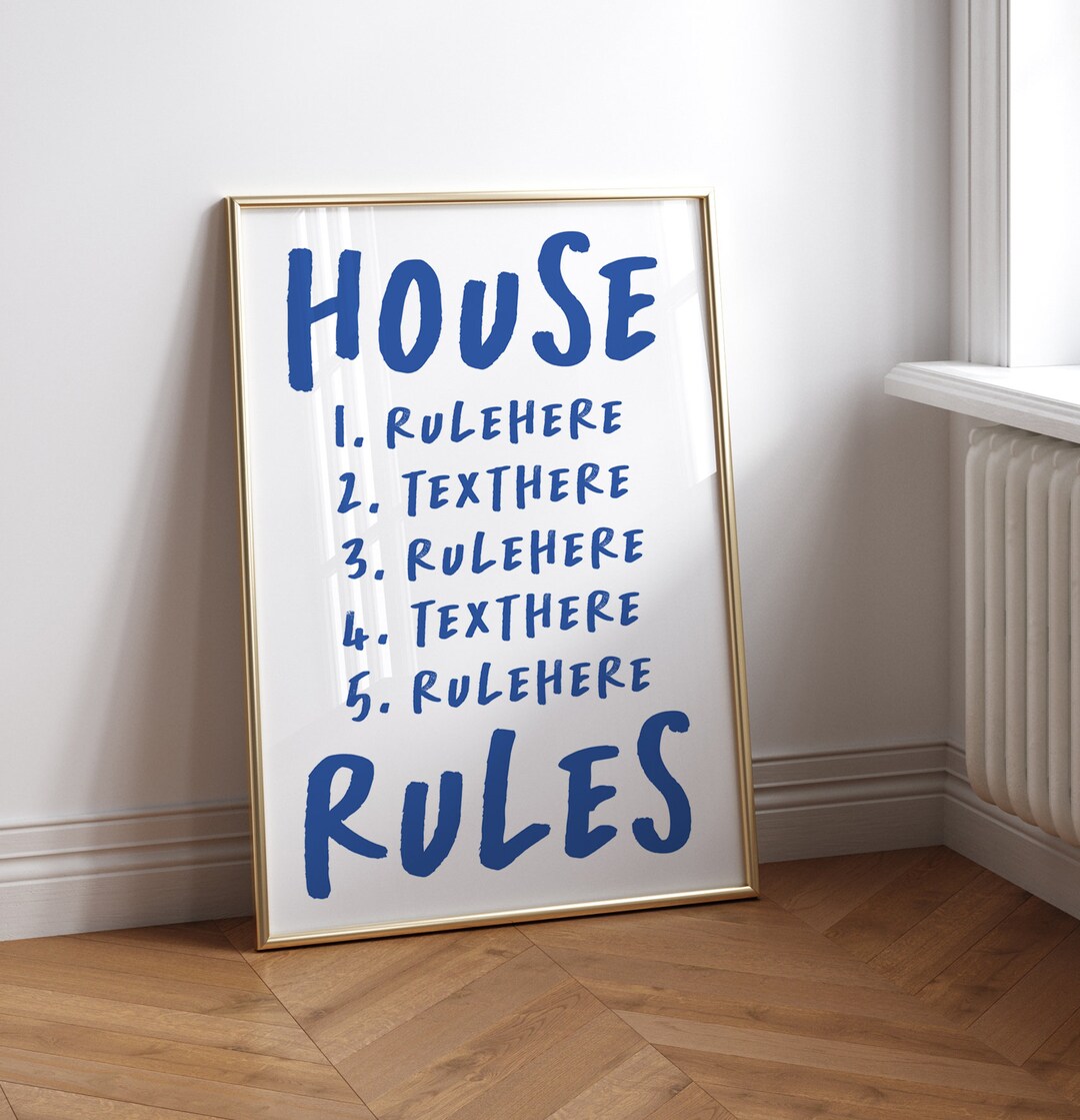 PERSONALISED HOUSE RULES Poster Custom Rules Minimalist Simple Cute ...