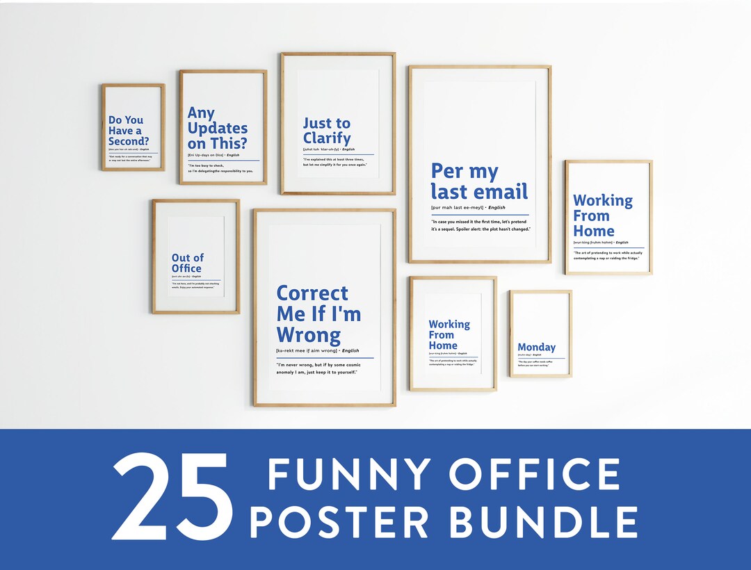 25 OFFICE POSTERS Bundle | Wall Art Office Funny Posters | Home Office ...