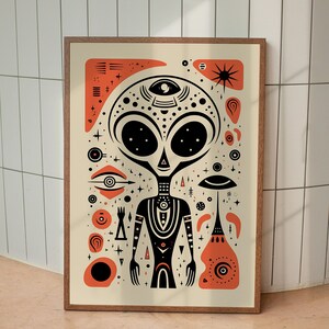 ALIEN UFO Extraterrestrial | Fun Home Art | Alien Game Room Kids Wall ...
