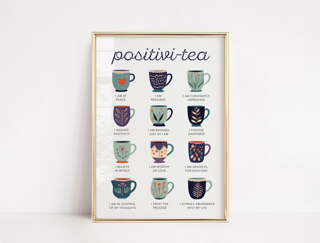 POSITIVI-TEA Poster Home Quote Prints Wall Art Airbnb Kitchen, Tea ...