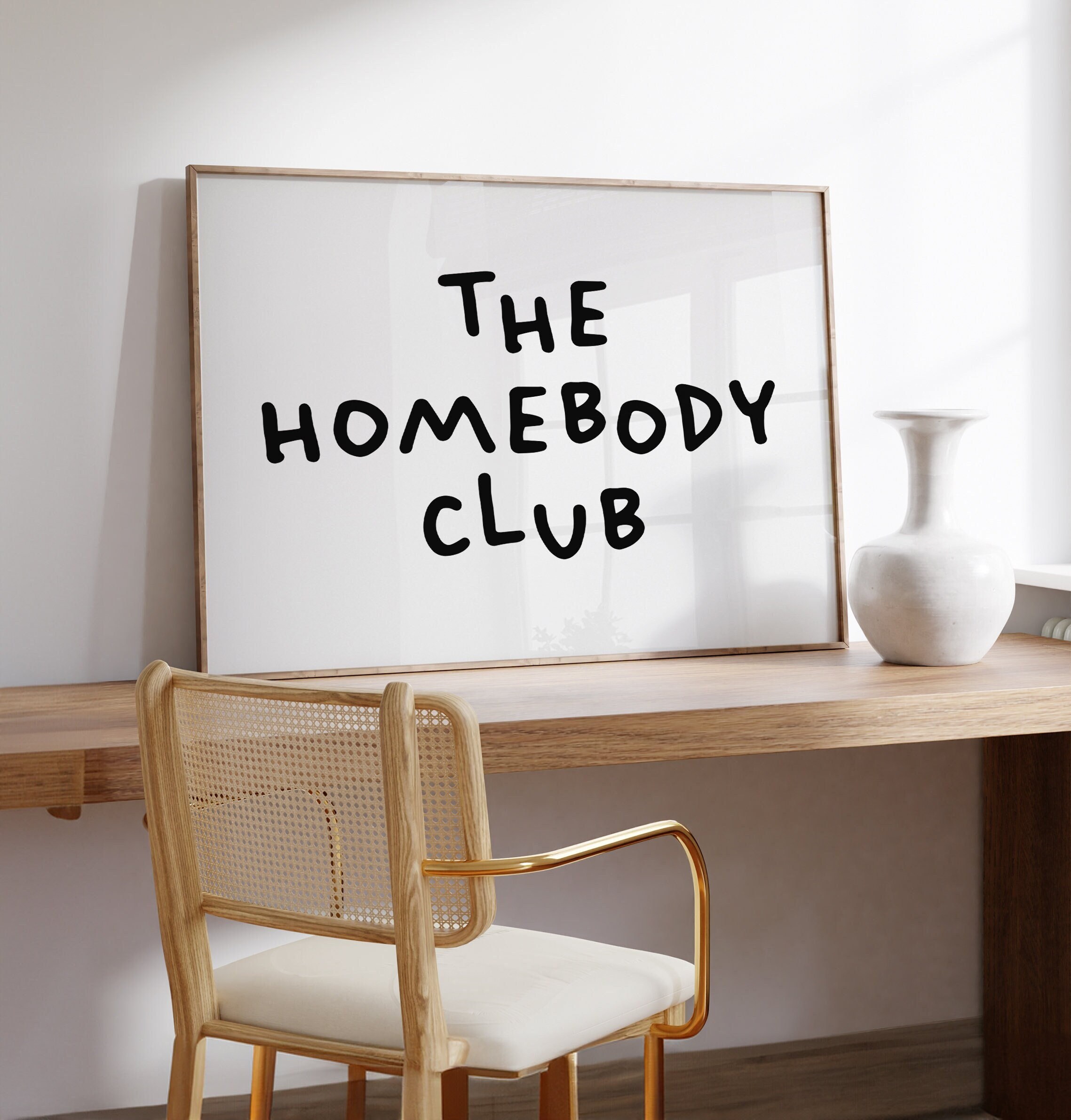 THE HOMEBODY CLUB Typography Quote Poster Black White Introverts Stay ...