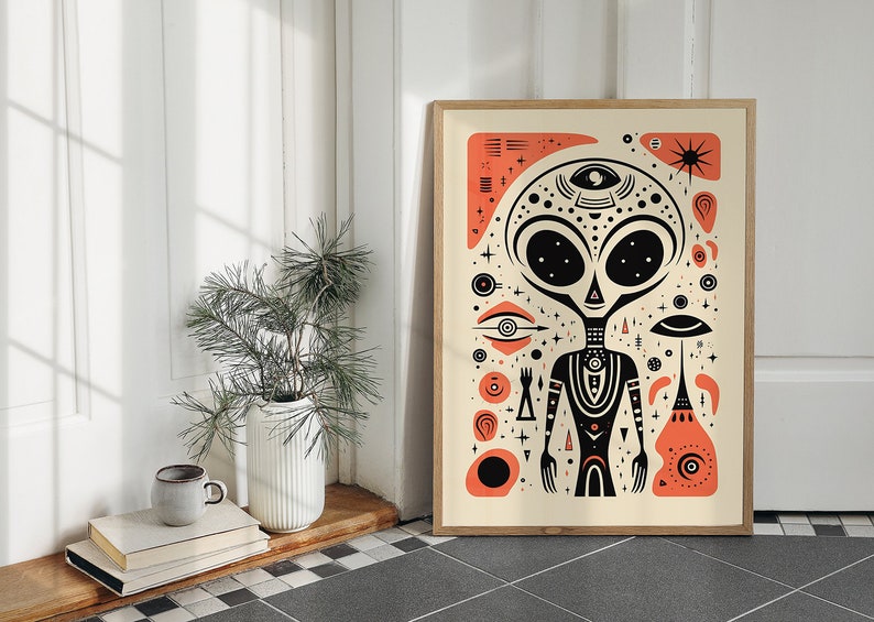 ALIEN UFO Extraterrestrial | Fun Home Art | Alien Game Room Kids Wall ...