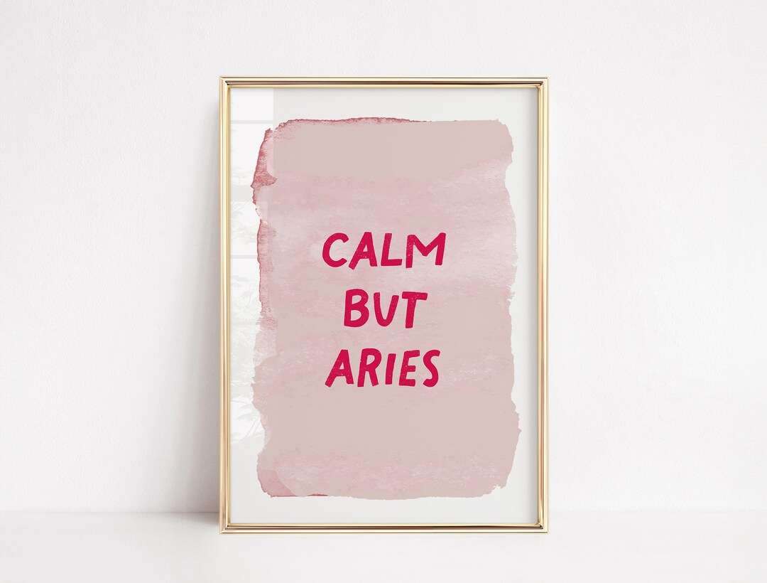 Aries Funny Poster | Typography Quote Pink Zodiac Print, Trendy Wall ...