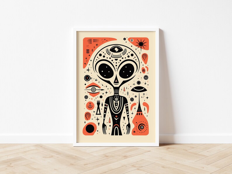 ALIEN UFO Extraterrestrial | Fun Home Art | Alien Game Room Kids Wall ...