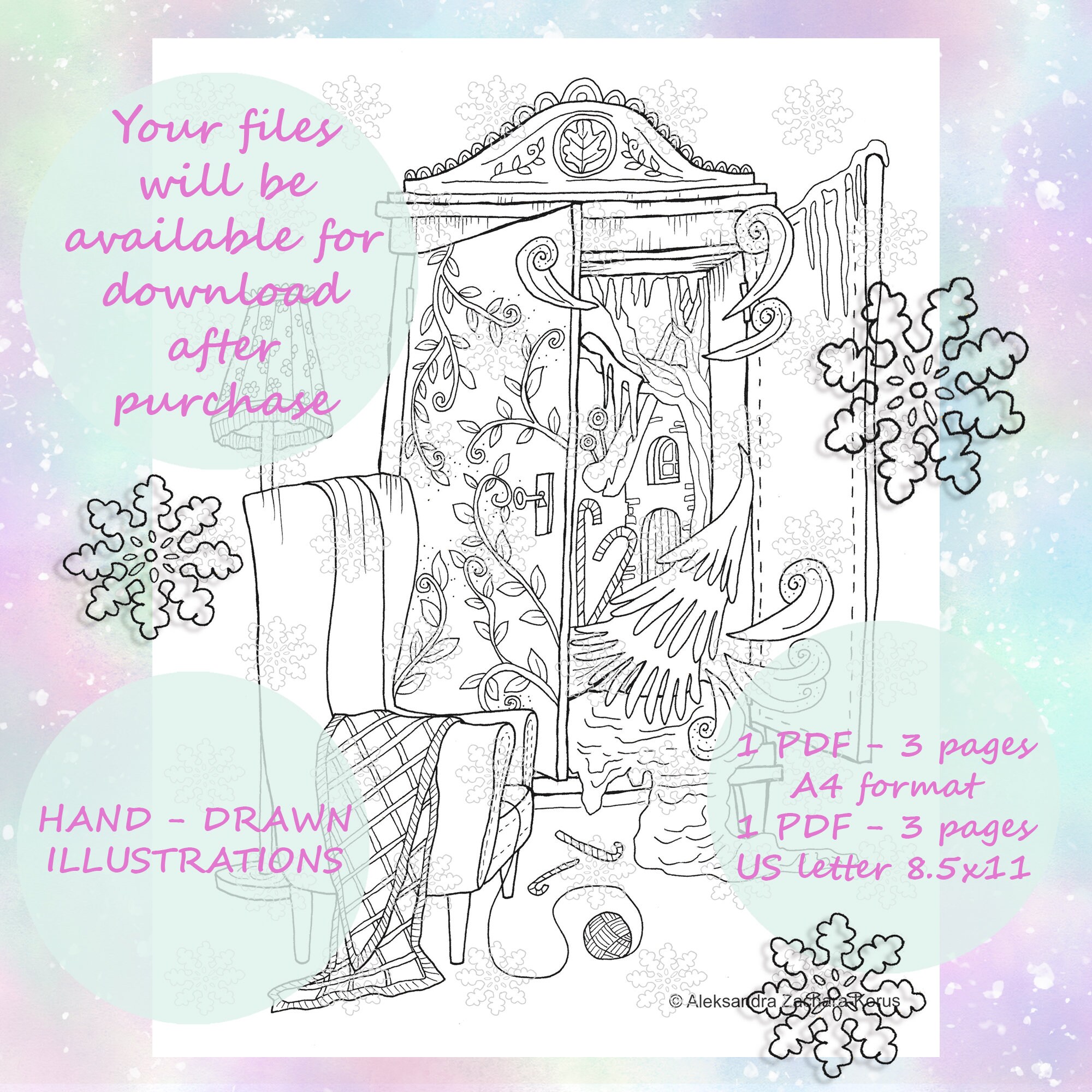 Lovely Winter Coloring Pages for Adults | Christmas Coloring Book for ...