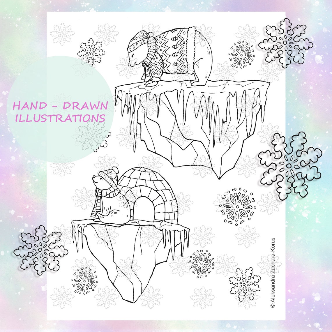 Lovely Winter Illustrations Set for Adults | Christmas Coloring Book ...