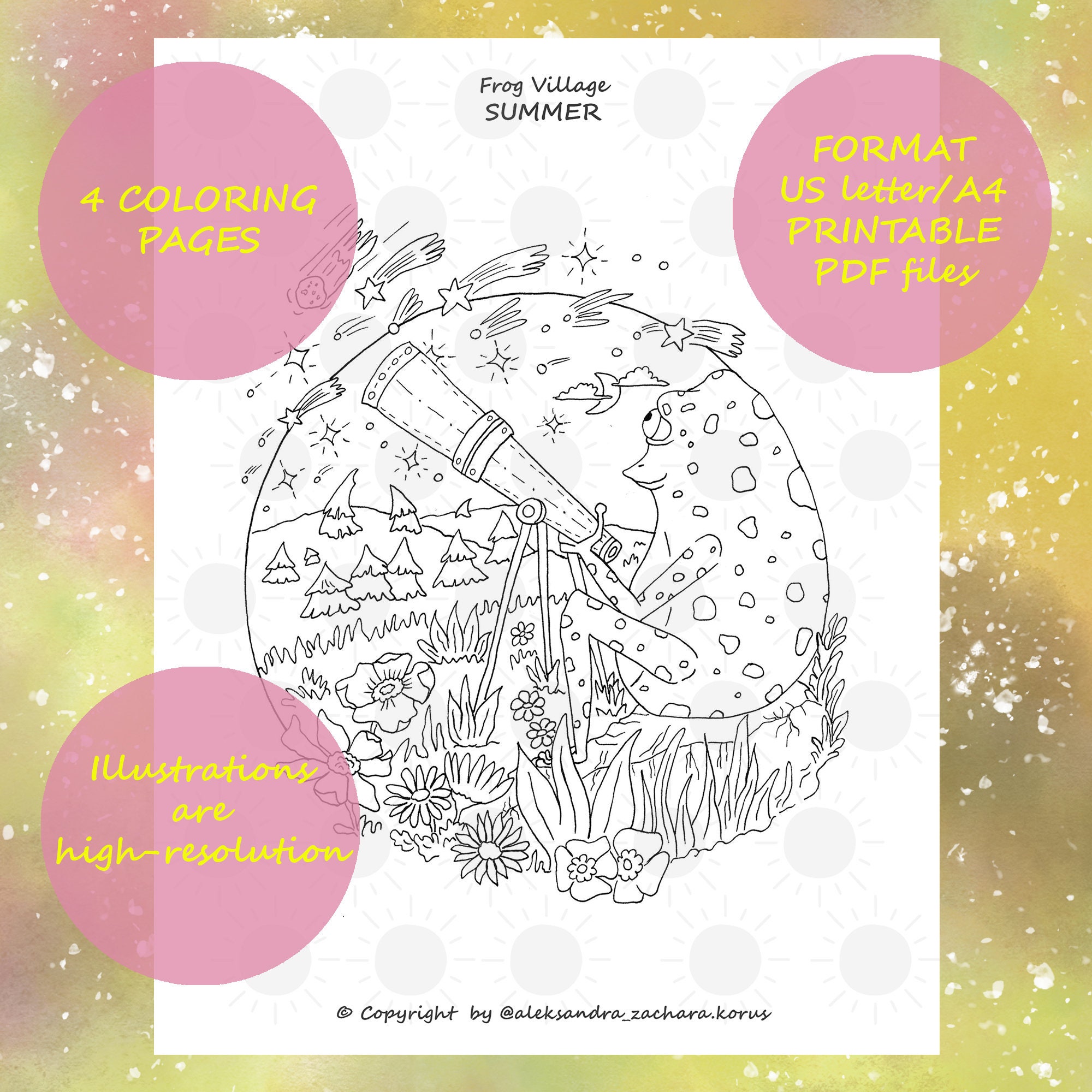 Summer Frogs Coloring Pages for Adults | Summer Coloring Pages for Kids ...