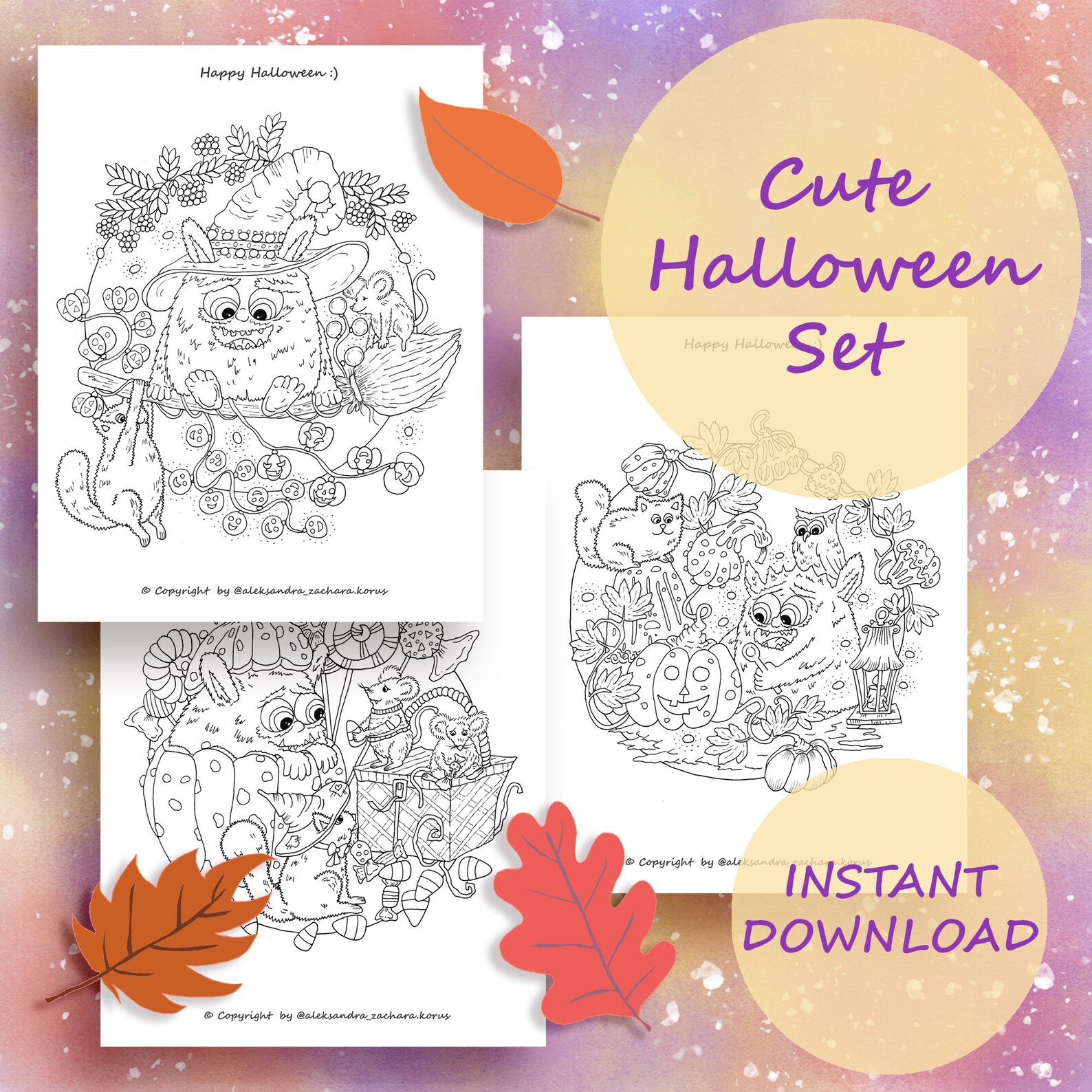 Cute Halloween Coloring Pages for Adults Halloween Coloring Book for ...