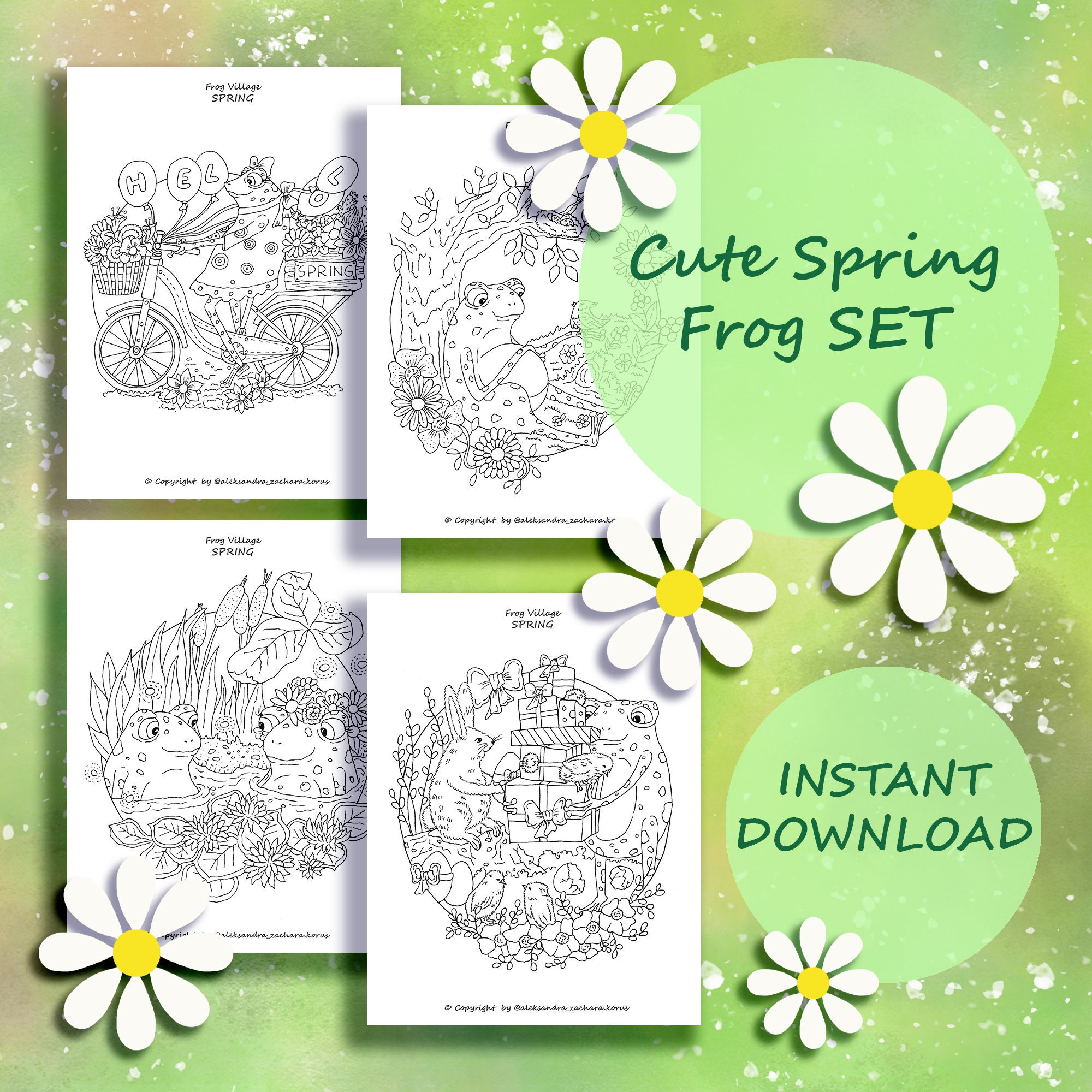 Spring Frogs Coloring Pages for Adults | Spring Coloring Pages for Kids ...