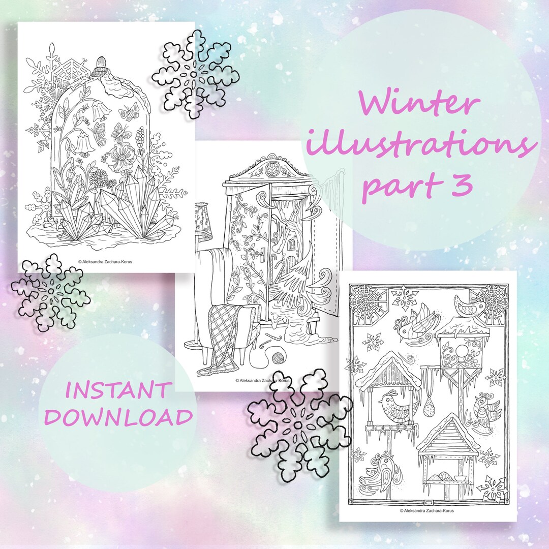 Lovely Winter Coloring Pages for Adults | Christmas Coloring Book for ...