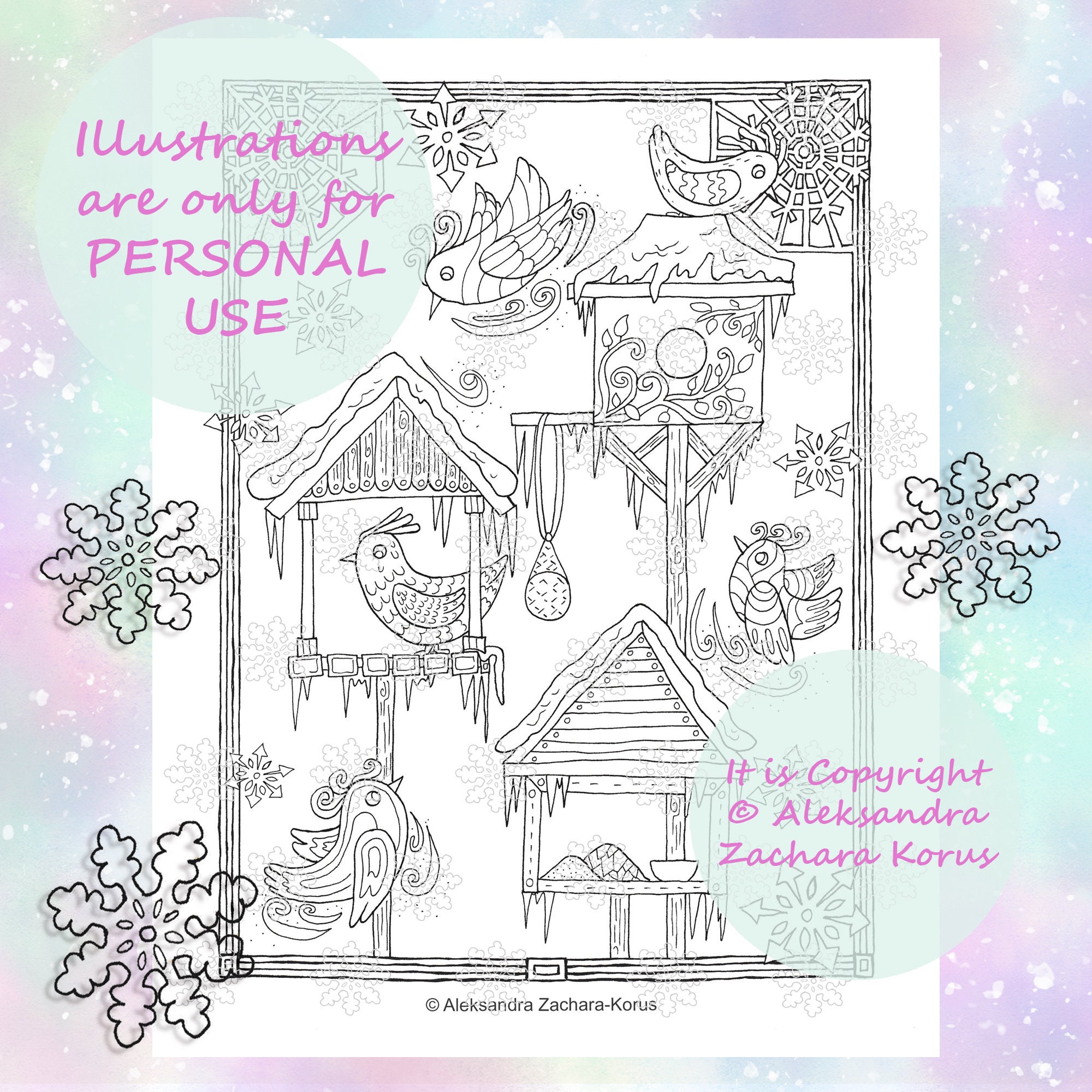 Lovely Winter Coloring Pages for Adults | Christmas Coloring Book for ...