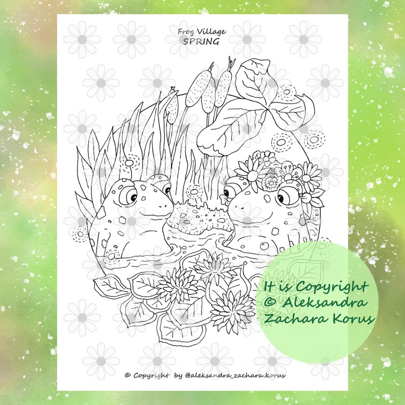 Spring Frogs Coloring Pages for Adults | Spring Coloring Pages for Kids ...