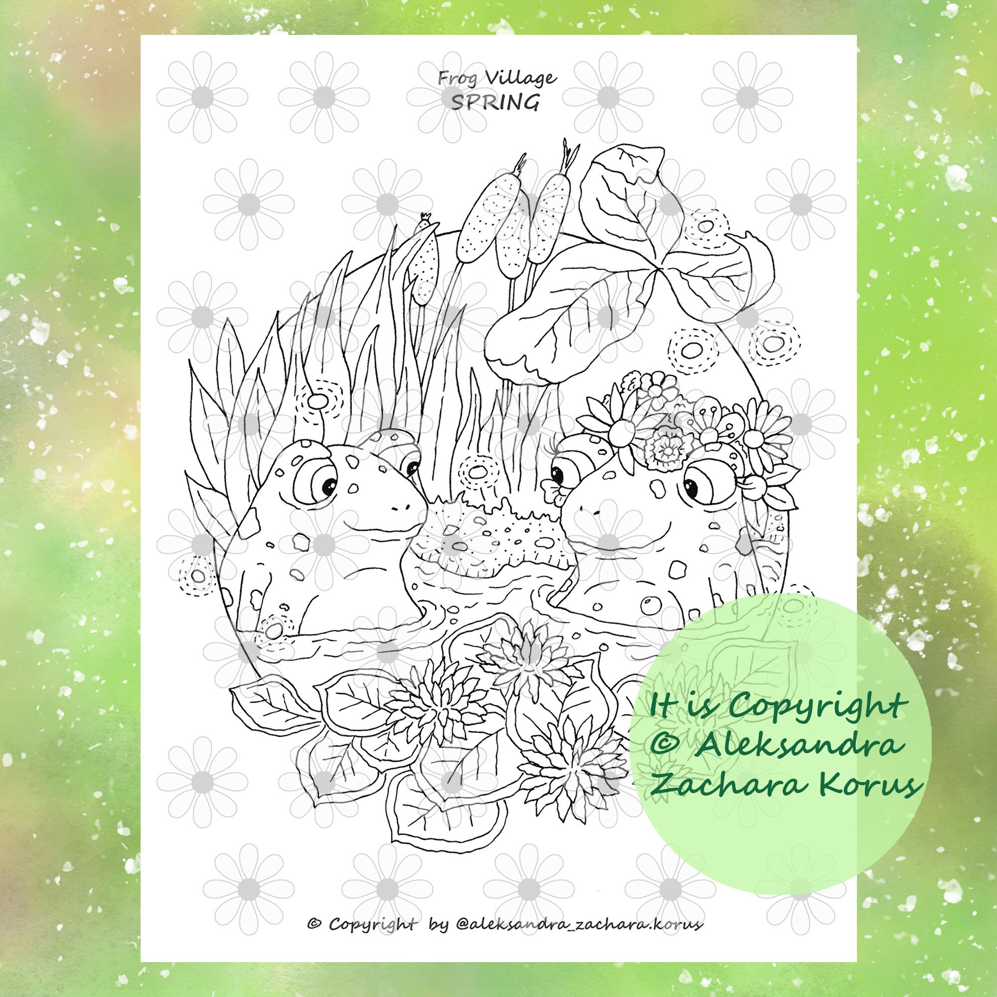 Spring Frogs Coloring Pages for Adults | Spring Coloring Pages for Kids ...