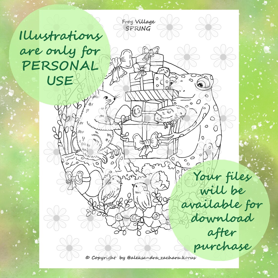 Spring Frogs Coloring Pages for Adults | Spring Coloring Pages for Kids ...