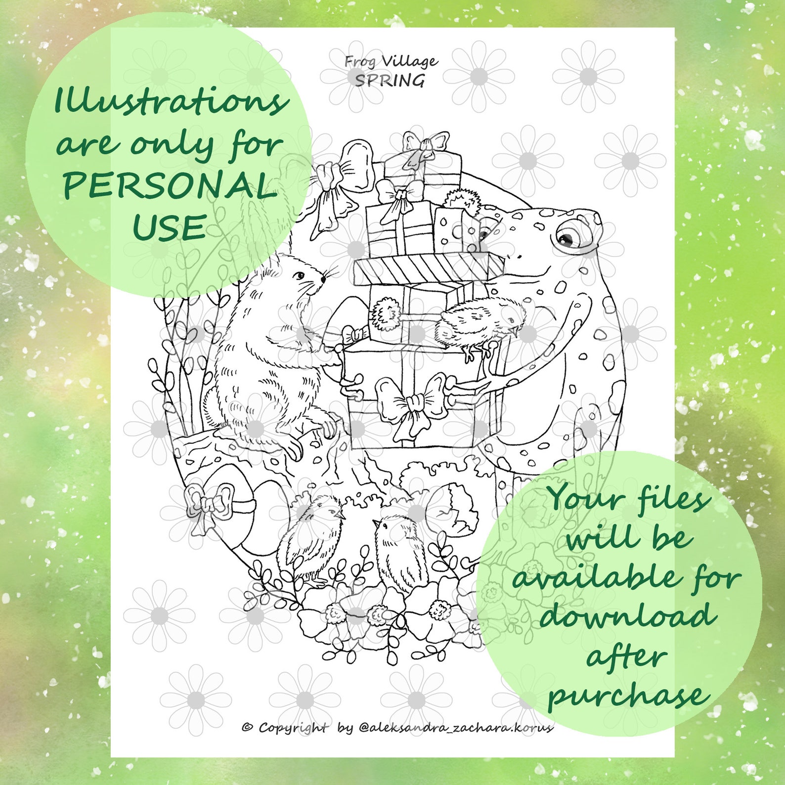 Spring Frogs Coloring Pages for Adults | Spring Coloring Pages for Kids ...
