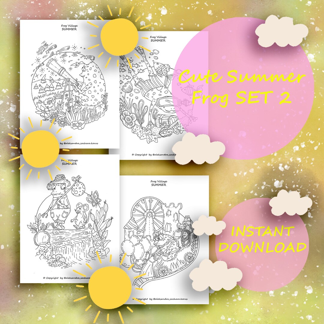 Summer Frogs Coloring Pages for Adults | Summer Coloring Pages for Kids ...