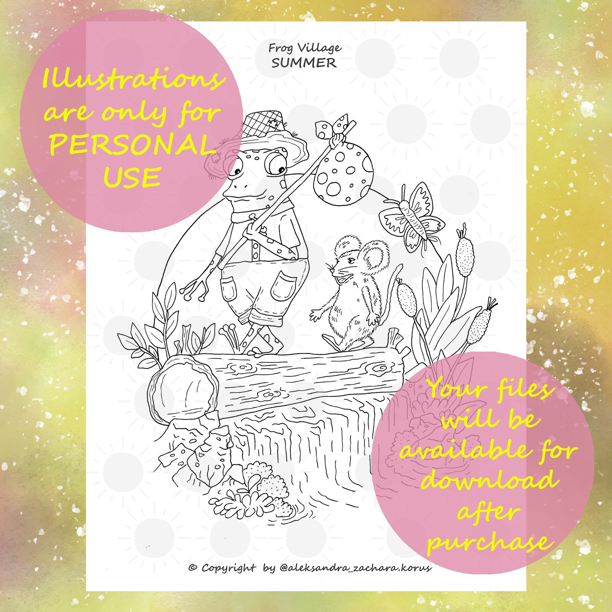 Summer Frogs Coloring Pages for Adults | Summer Coloring Pages for Kids ...