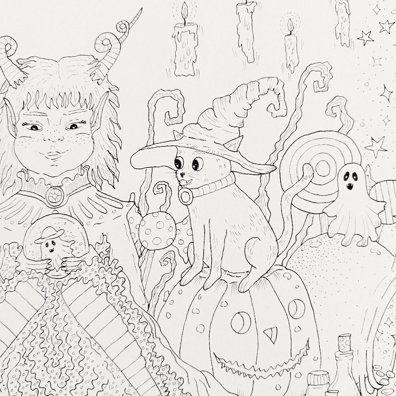 Magical Halloween Coloring Pages for Adults | Halloween Coloring Book ...