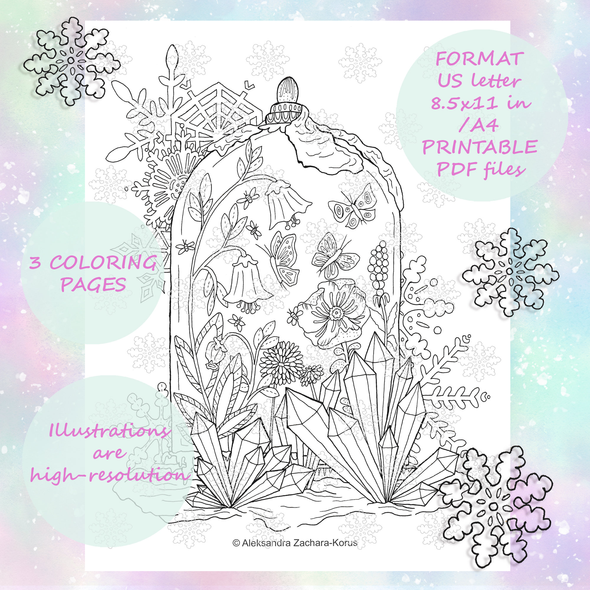 Lovely Winter Coloring Pages for Adults | Christmas Coloring Book for ...