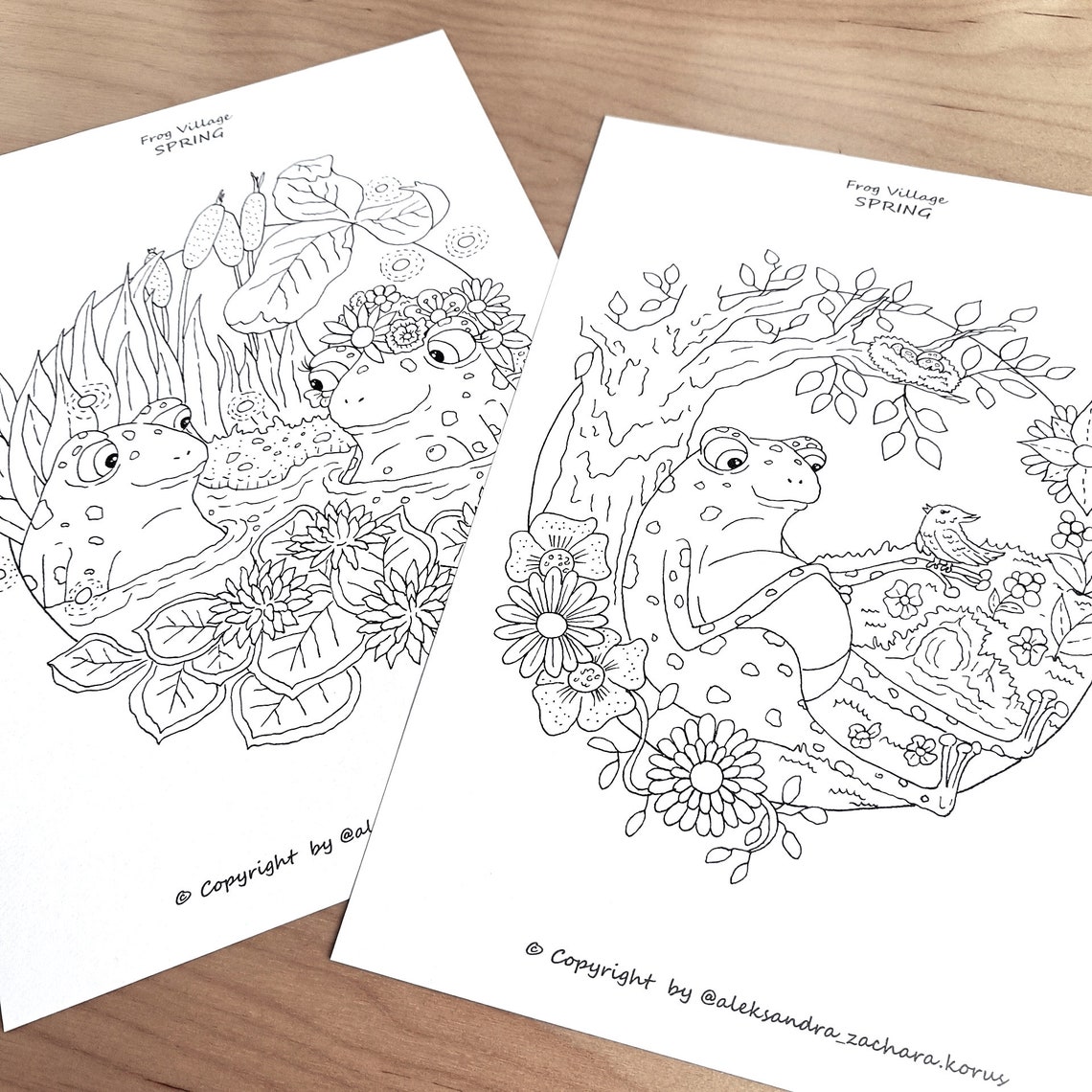 Spring Frogs Coloring Pages for Adults | Spring Coloring Pages for Kids ...