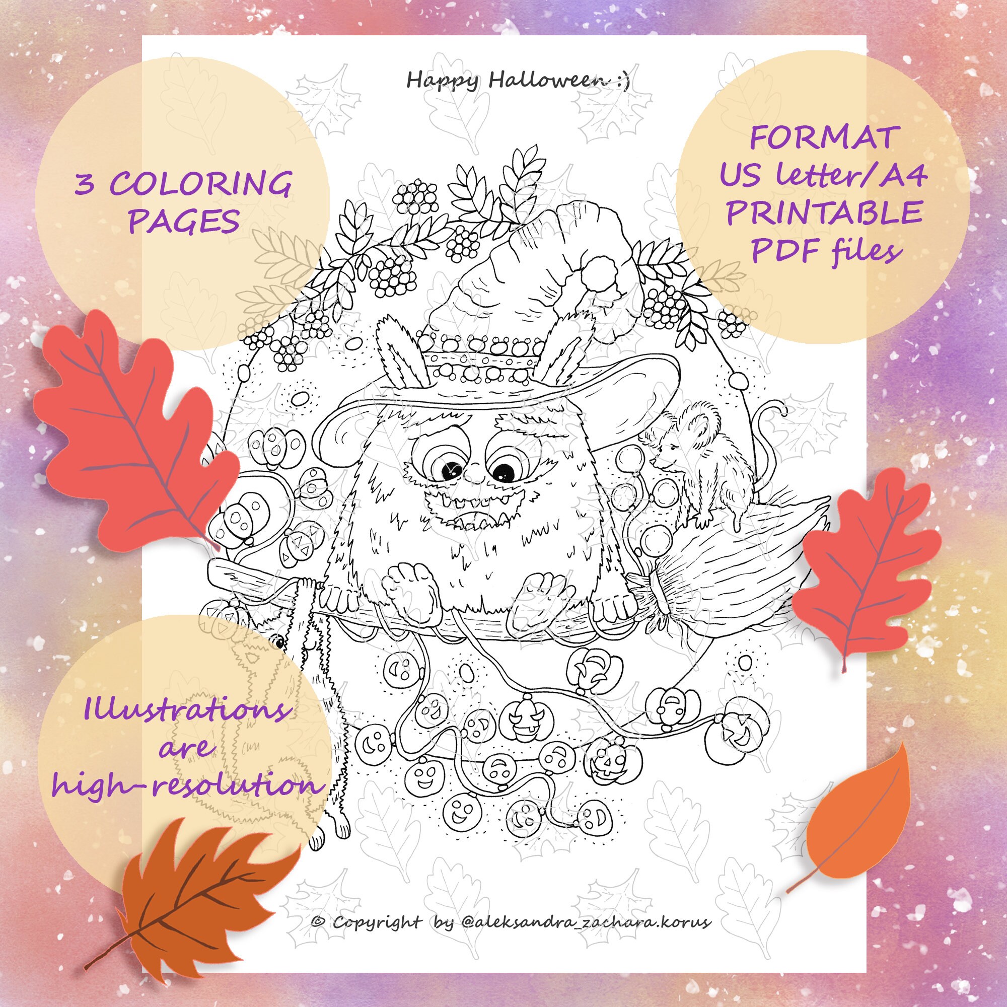 Cute Halloween Coloring Pages for Adults Halloween Coloring Book for ...