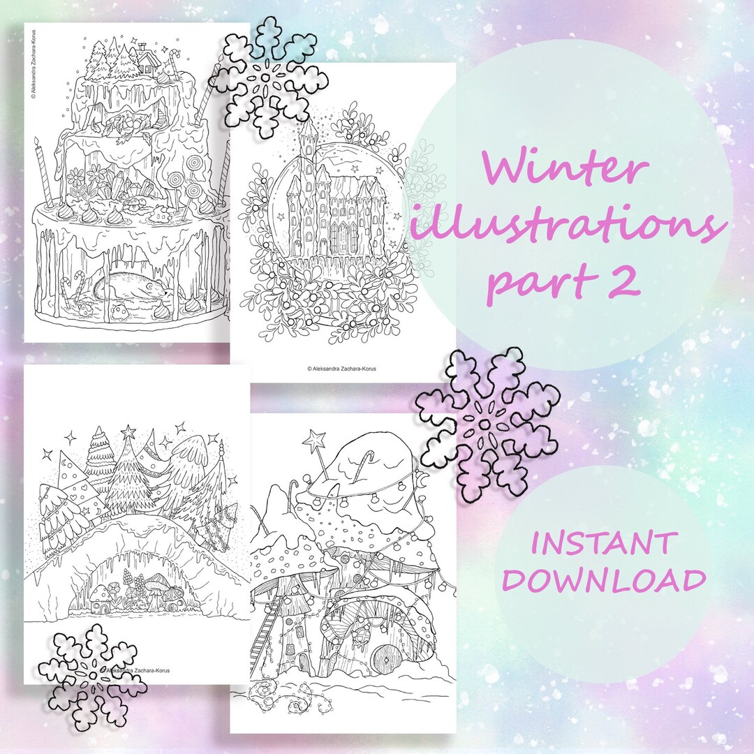 Lovely Winter Coloring Pages for Adults | Christmas Coloring Book for ...