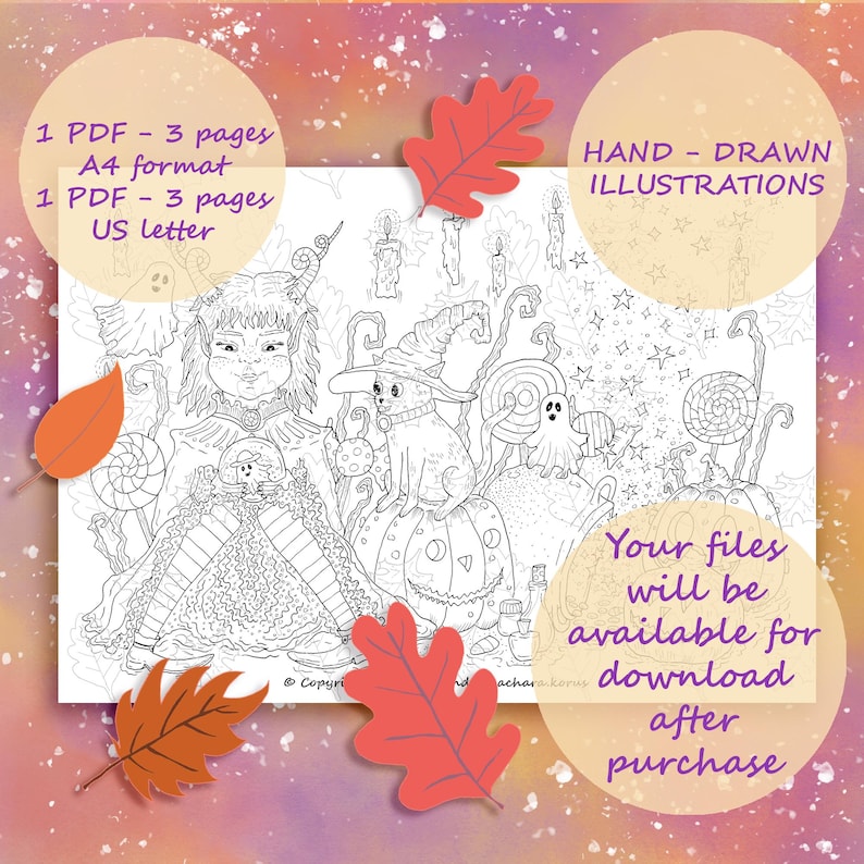 Magical Halloween Coloring Pages for Adults | Halloween Coloring Book ...