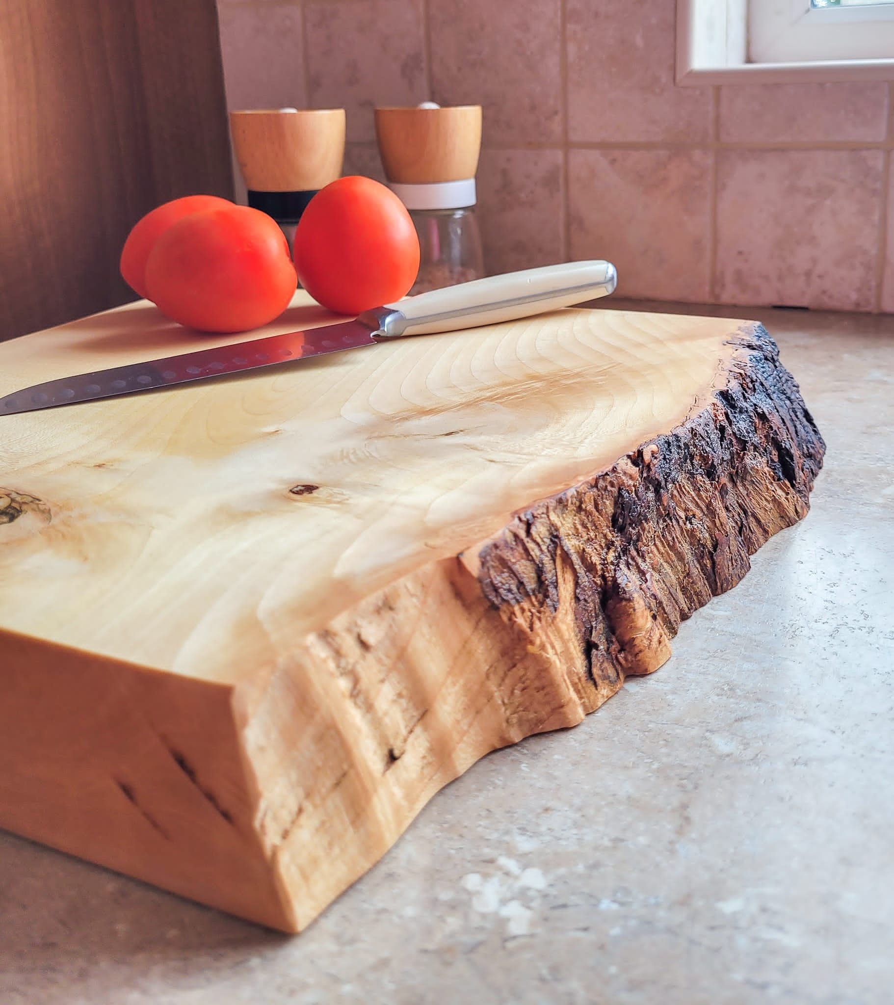 Live Edge Chopping Board Sycamore Butcher Block Cutting Board Waney ...