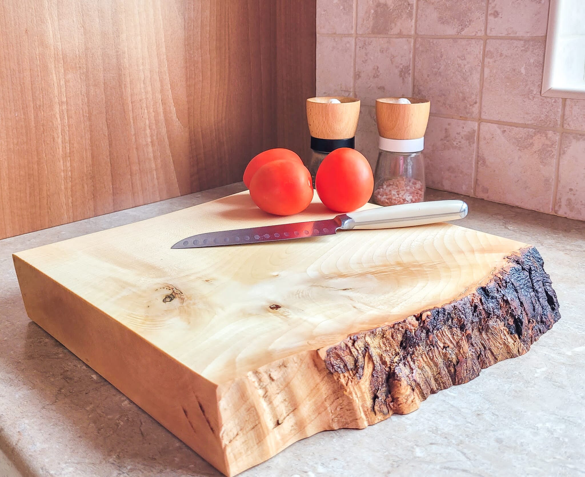 Live Edge Chopping Board Sycamore Butcher Block Cutting Board Waney ...