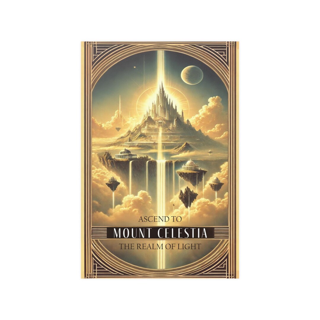 Mount Celestia Travel Poster, D&D 5e Inspired Art, Fantasy RPG Wall Decor, Epic Adventure Print ...