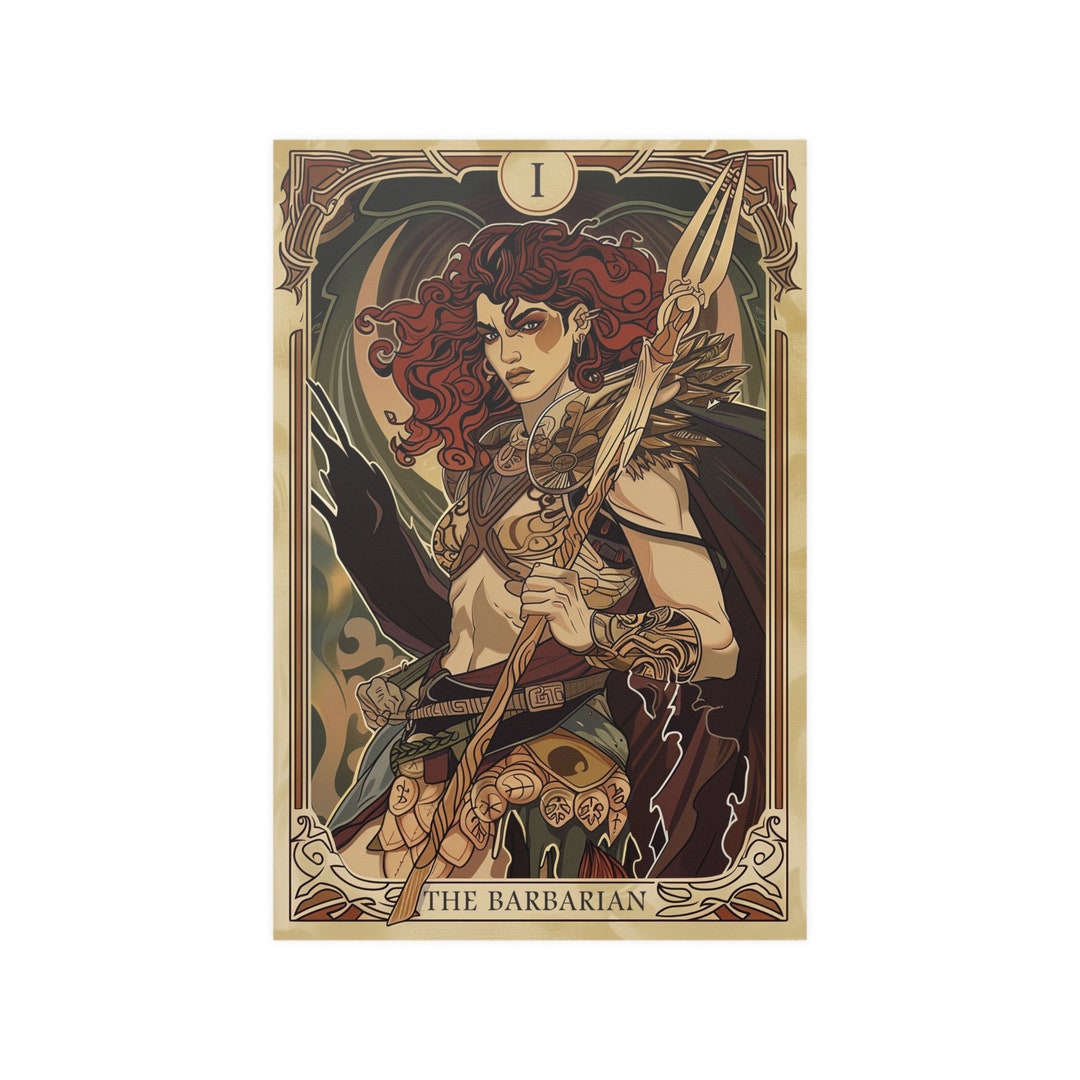 Dnd Tarot Poster: the Barbarian - Art Nouveau Dungeons and Dragons Art ...