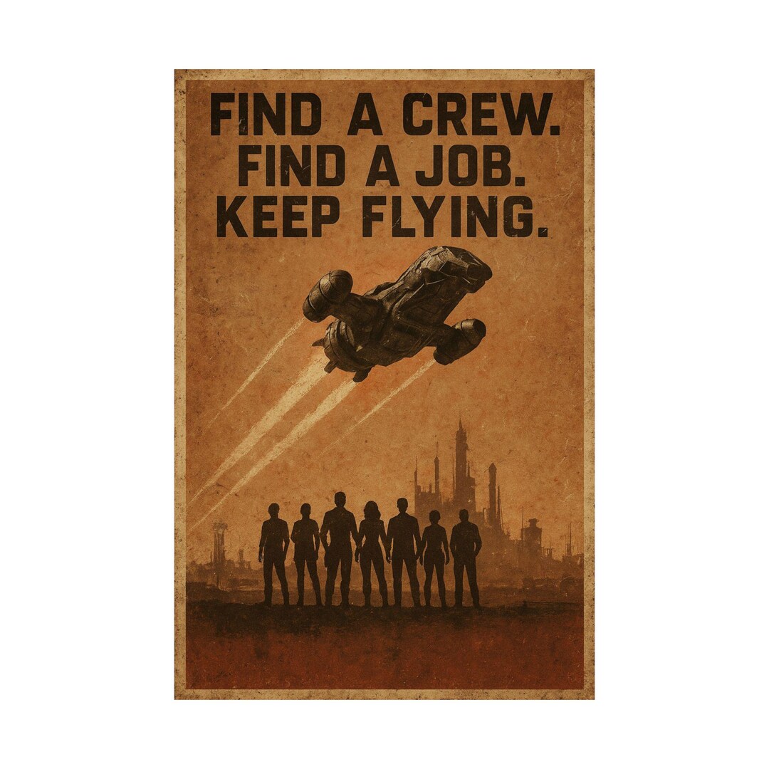 Keep Flying Poster, Firefly Serenity Art Print, Find a Crew Sci-fi Wall ...