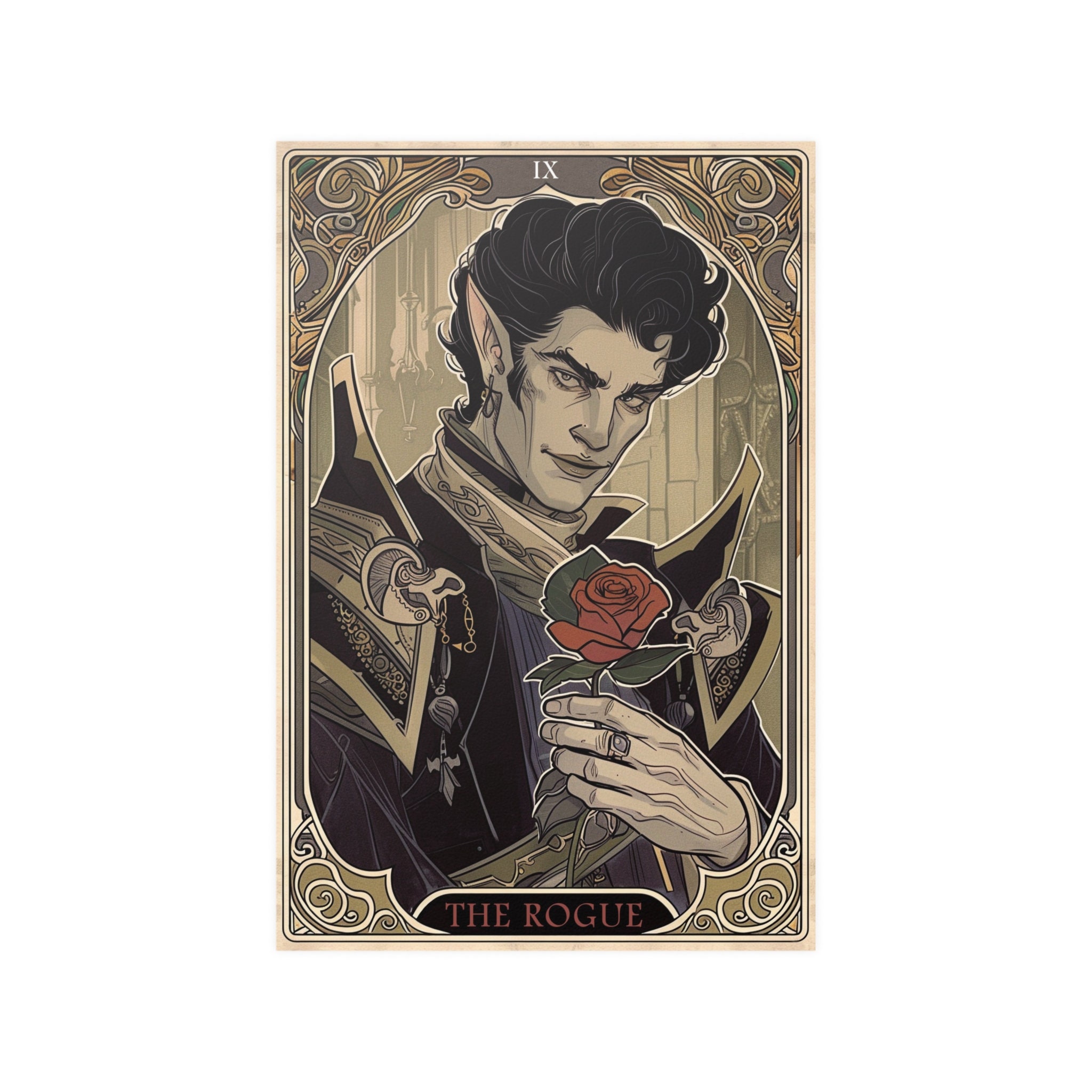 Dnd Tarot Poster, the Rogue, Art Nouveau, Dungeons and Dragons Wall Art ...