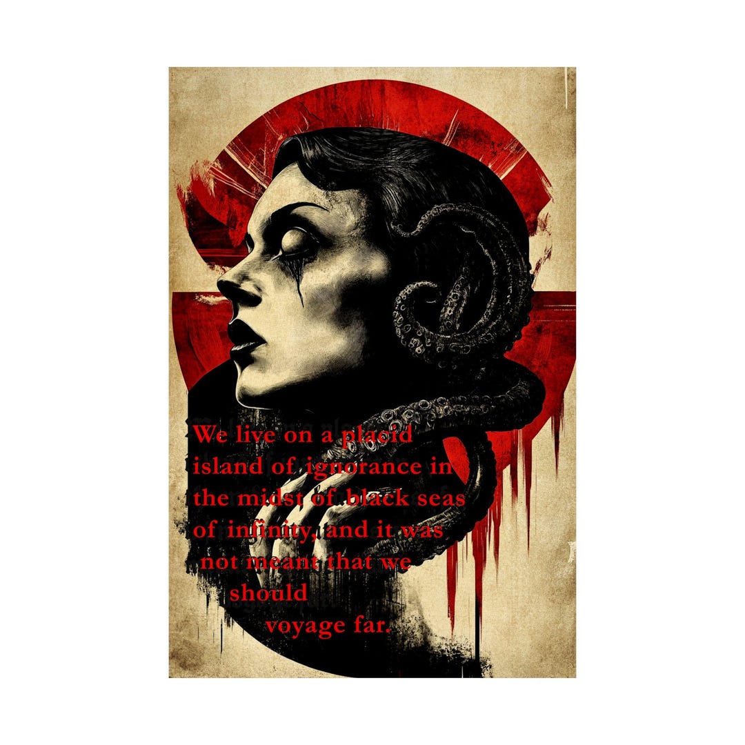 Cthulhu Art Deco Poster, Gothic Wall Art, HP Lovecraft Quote Print ...