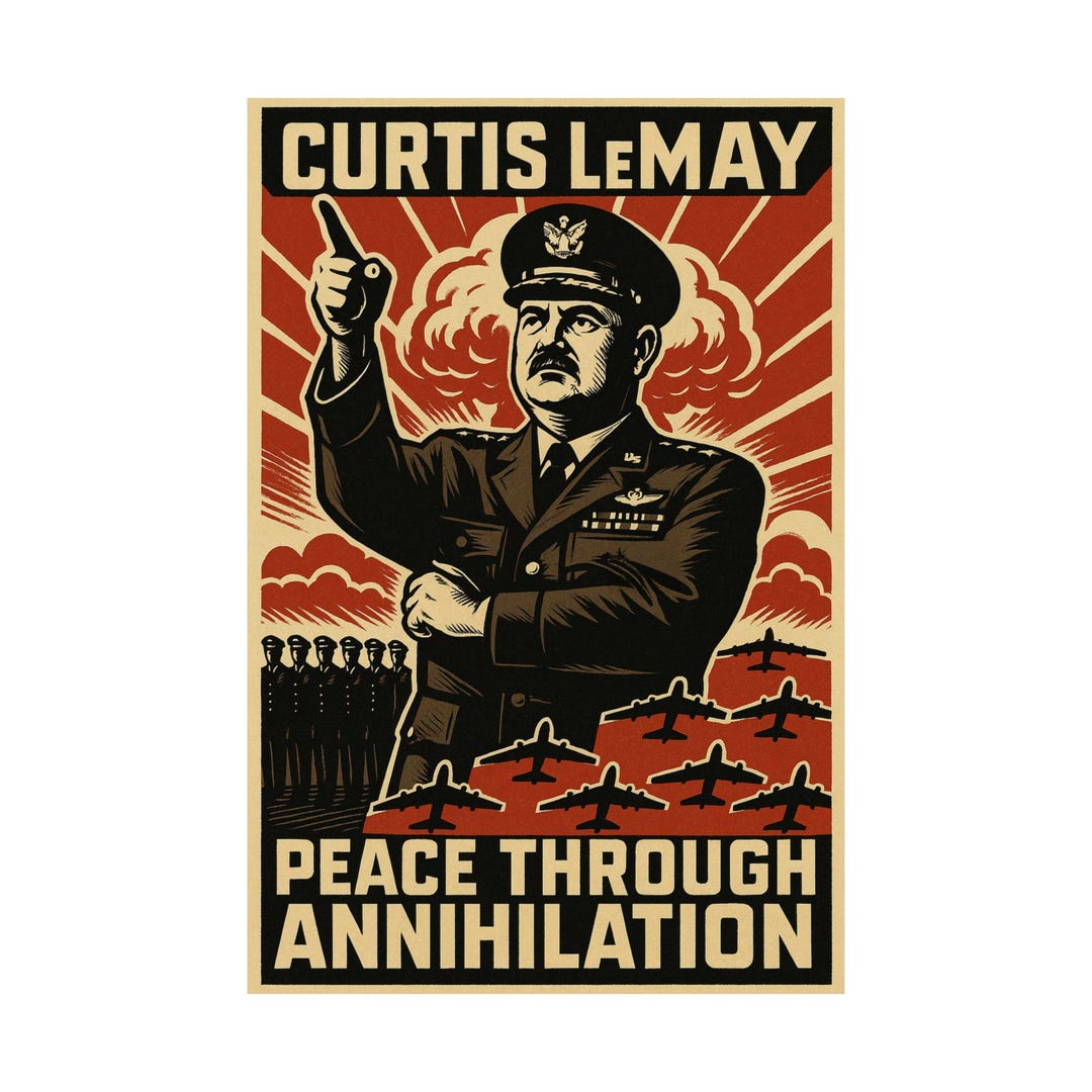 Curtis Lemay Poster, Peace Through Annihilation Satire Print, Cold War ...
