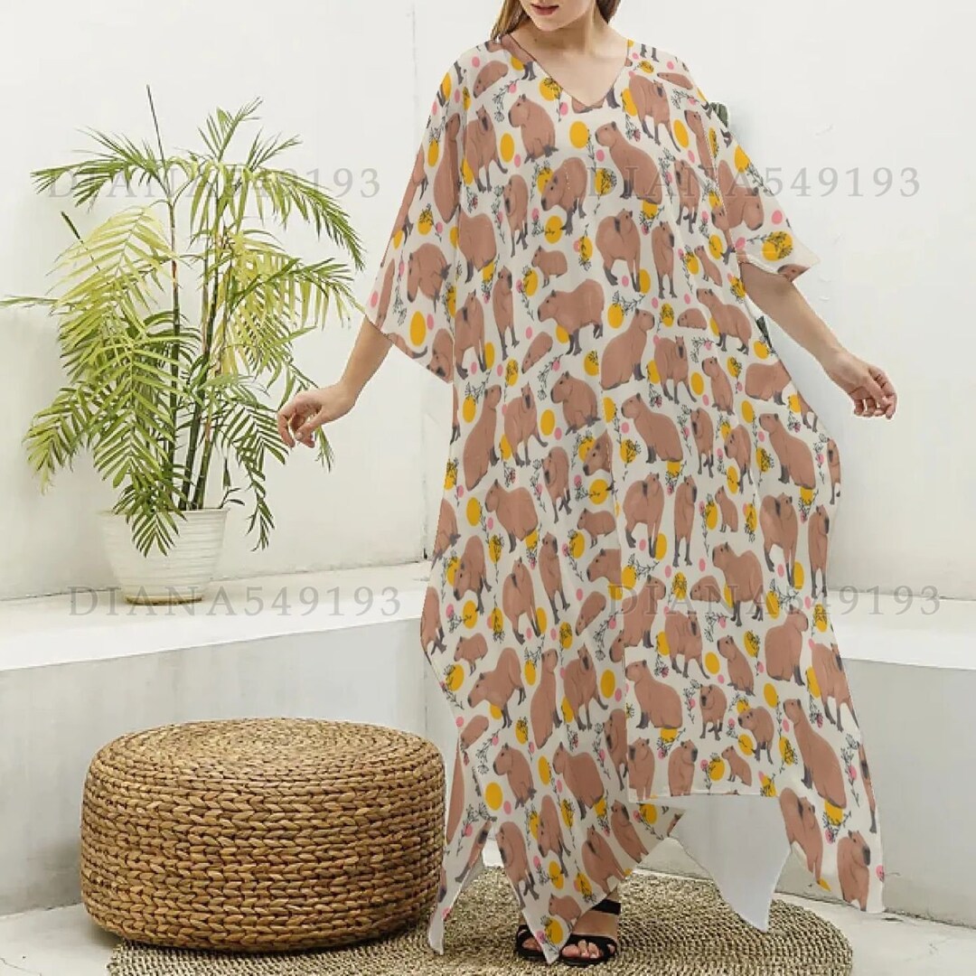 Capybara Beach Kaftan Dress, Capybara Soft Kaftan Long Kaftan Dress ...