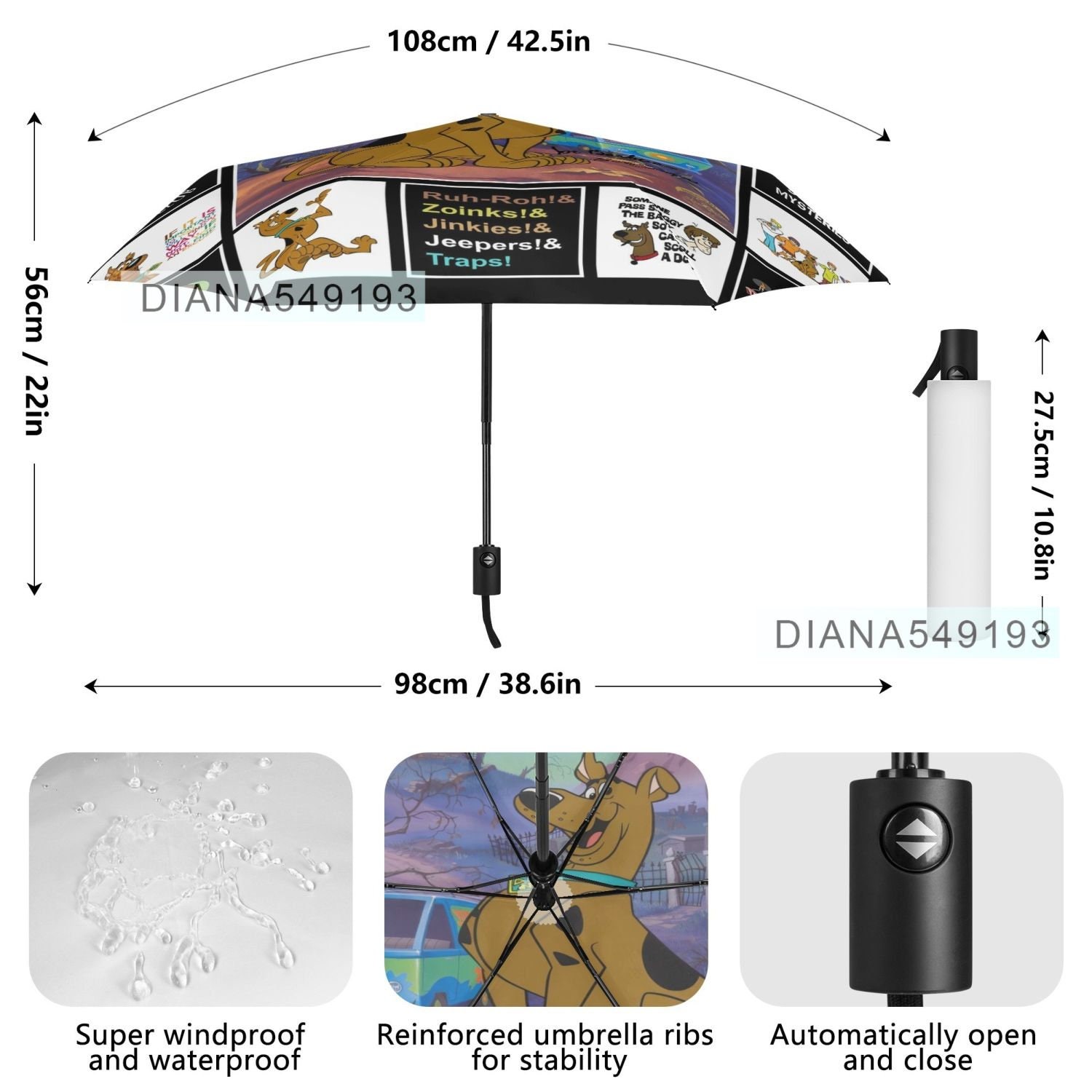 Scooby-doo Umbrella, Scooby-doo Custom Umbrella, Personalized Umbrella ...