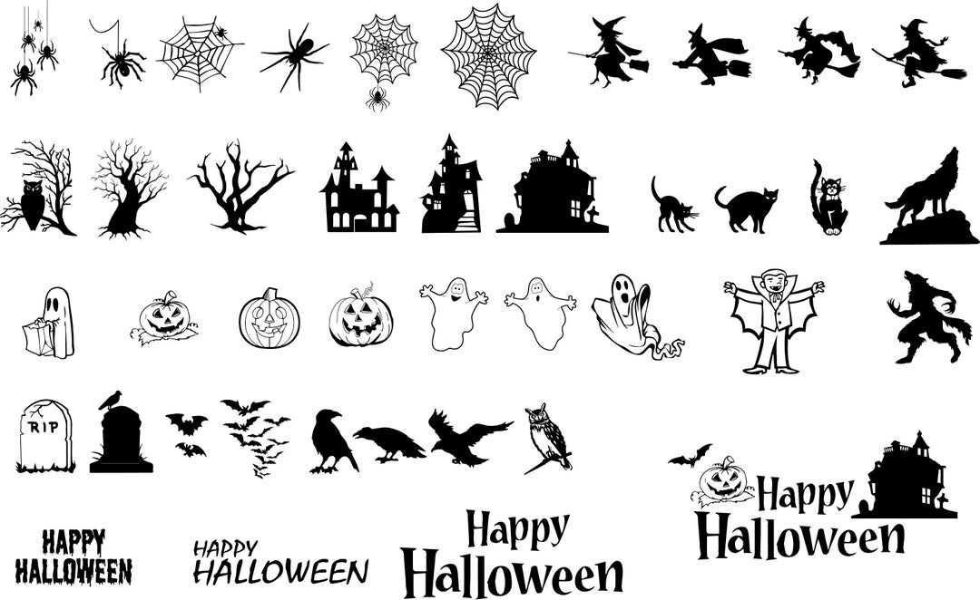 Digital Halloween Clipart, and Halloween Silhouettes, Spooky Trees ...