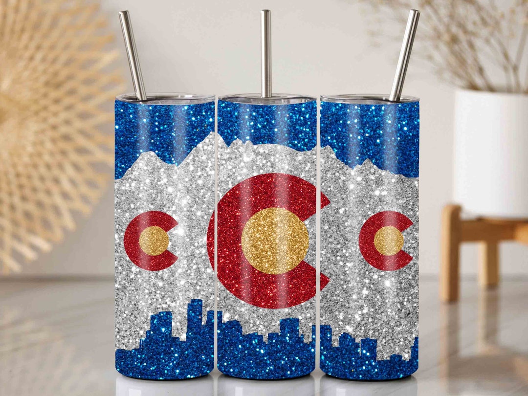 Colorado Tumbler Design, Colorado Flag Tumbler Wrap, Sparkly Colorado ...
