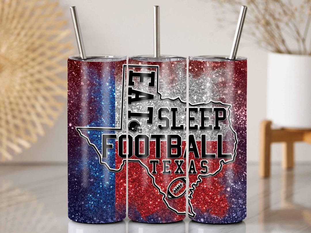 Texas Football Tumbler Wrap, 20 Oz Skinny Tumbler Png, Glitter Texas ...