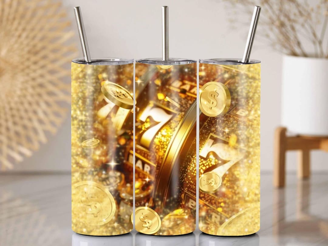 Triple 7 Gold Casino Tumbler Wrap, Slot Machines Tumbler Wrap, Gambler ...