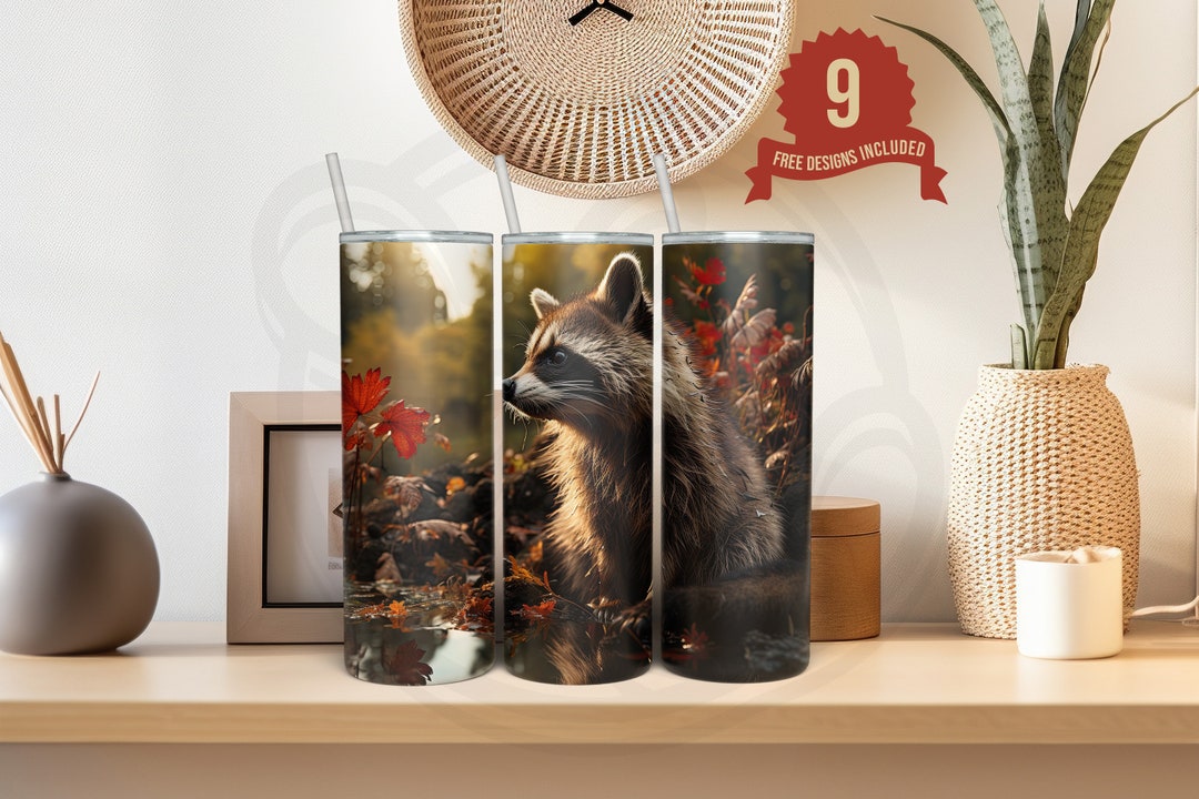 Raccoon, Cute Raccoon, Realistic, 20 Oz Skinny Tumbler Sublimation ...