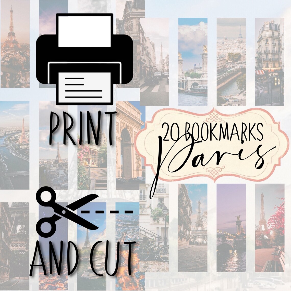 20 Printable Paris Landmarks Bookmarks | Digital Download - Etsy