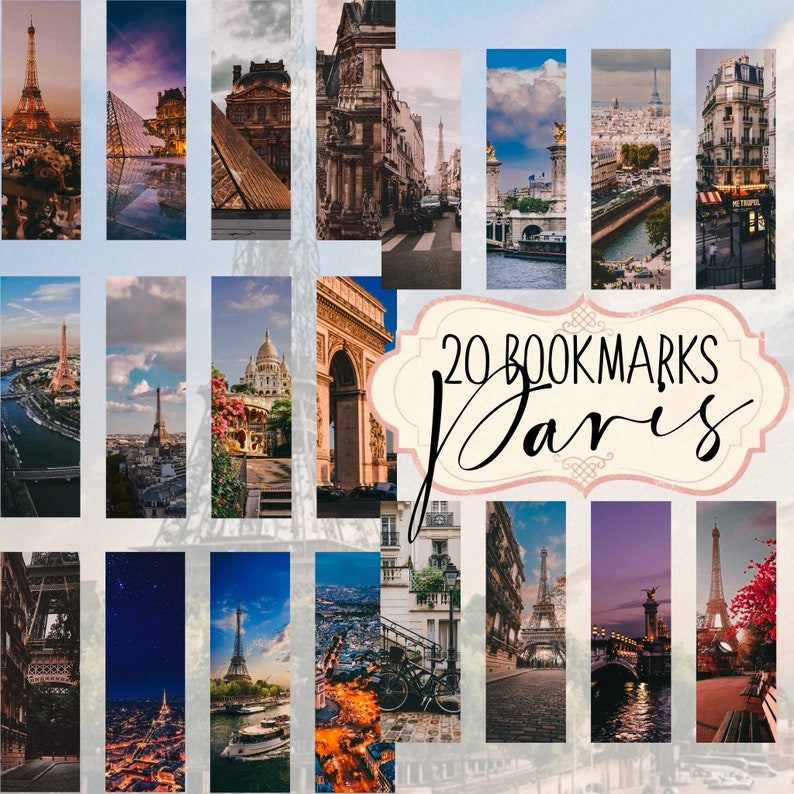 20 Printable Paris Landmarks Bookmarks | Digital Download - Etsy